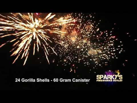 Gorilla Shells - Sparky's Fireworks - 60 Gram Canister Shells - YouTube