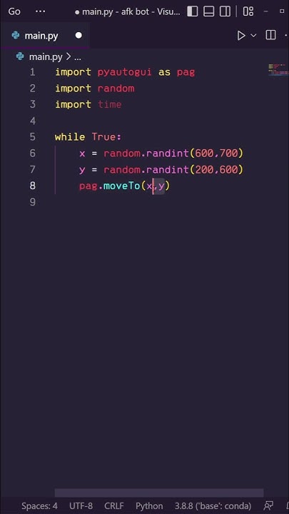 MOUSE MOVING Bot In Python!! #python #coding #programming - YouTube