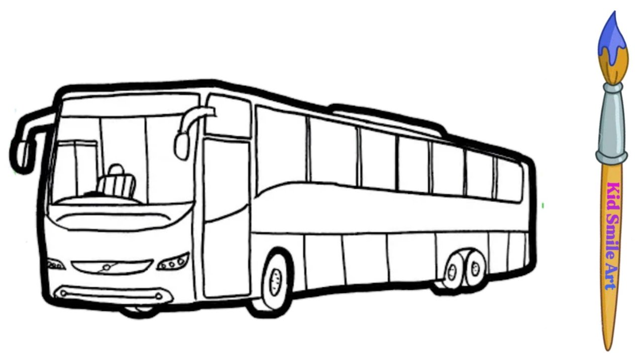 Bus drawing for kids and toddlers|How to draw a bus|Easy kids drawing ...