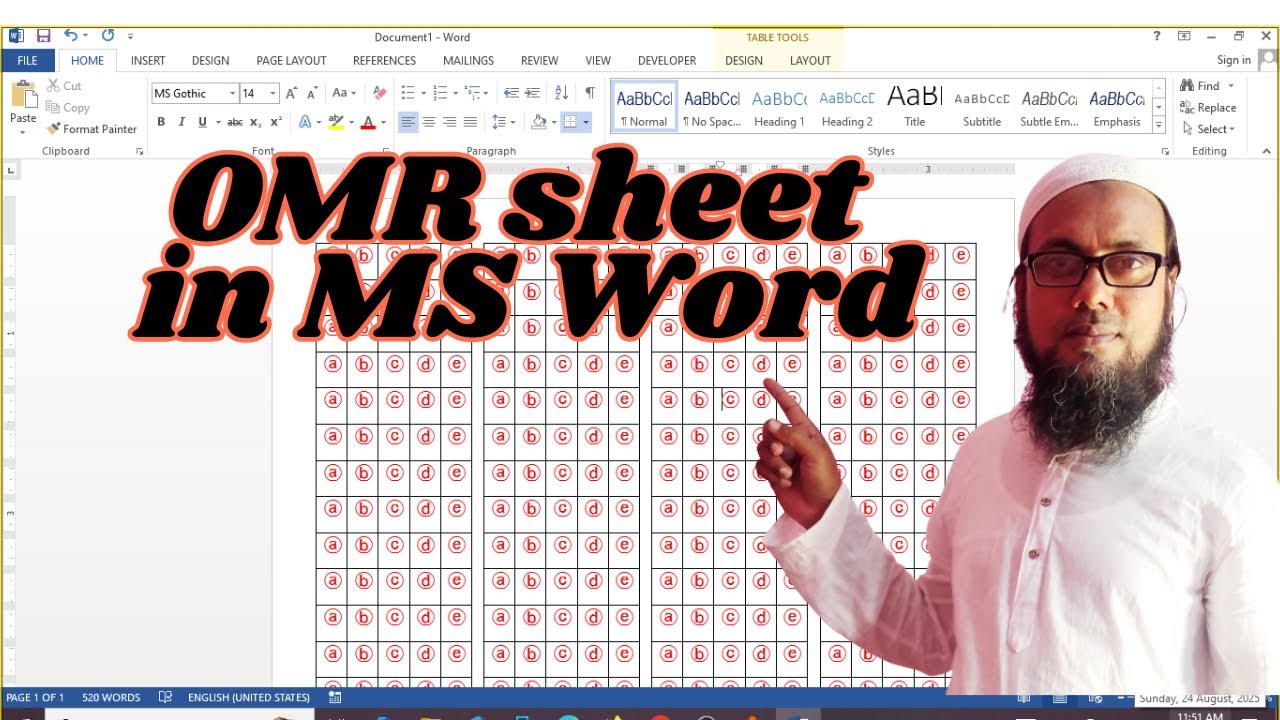 How to make OMR sheet in MS Word 2013| Make OMR Sheet | OMR Sheet - YouTube