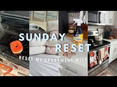 Sunday reset🧺🫧: clean my apartment with me, preparing for the work week, bathroom deep clean