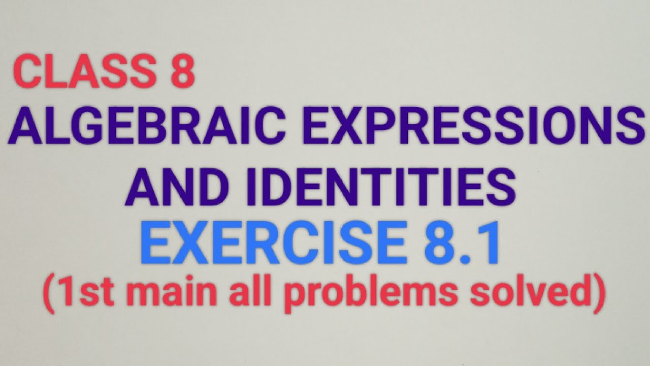 Class 8|Algebraic Expressions and Identities|Exercise 8.1|1st main| All problems solved - YouTube