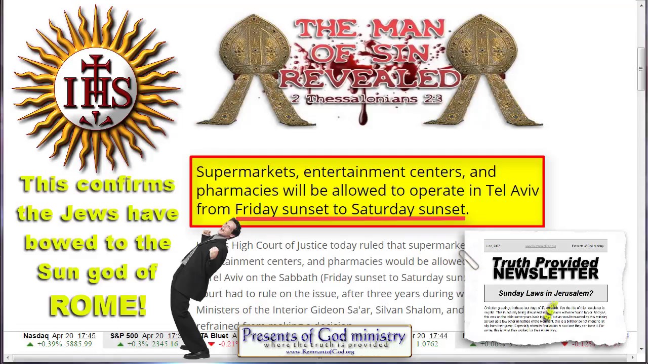 Sunday Laws are coming SOON! Jews pass Law to BREAK SABBATH! - YouTube