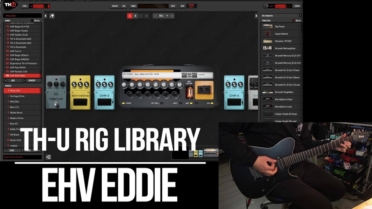 Overloud TH-U Rig Libraries | EHV Eddie | Playthrough (EVH 5150III 100W) - YouTube