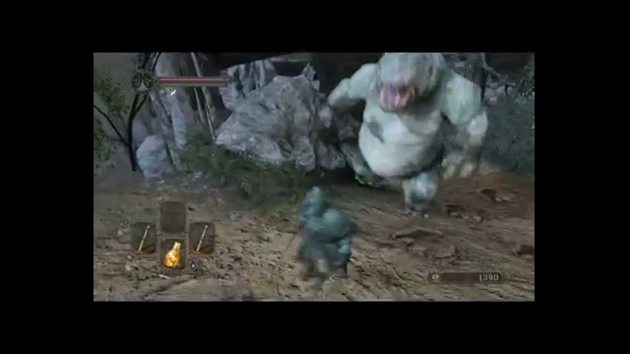 Dark Souls 2- beating up a one-eyed ogre thing - YouTube
