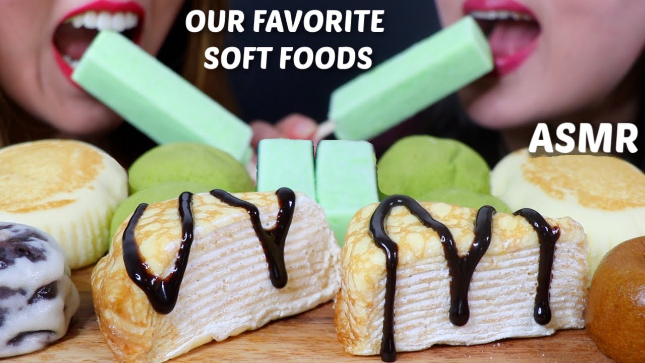 ASMR OUR FAVORITE SOFT FOODS 부드러운 음식 리얼사운드 먹방 | Kim&Liz ASMR - YouTube
