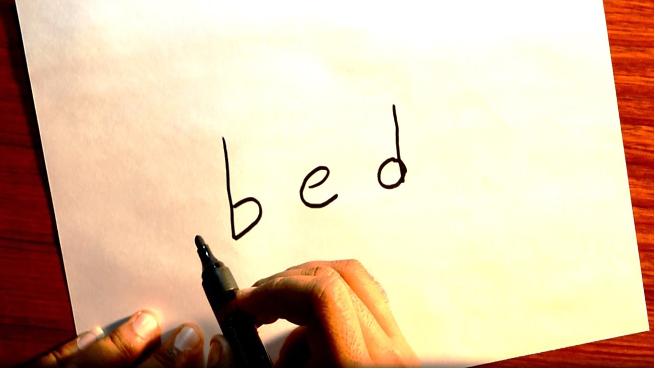 Very Easy ! How to turn words BED into a Cartoon for kids - Drawing ...