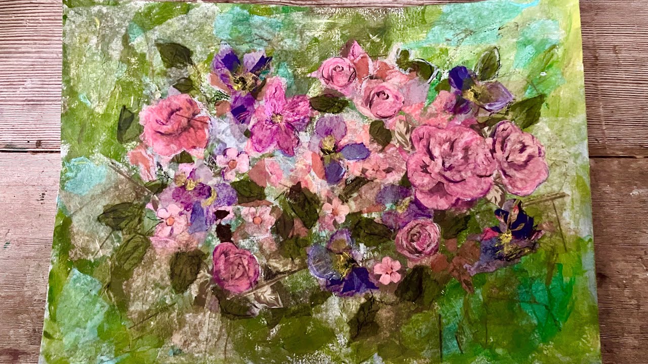 Demonstration Relaxing Mixed Media using Acrylics and Tissue Paper #art ...