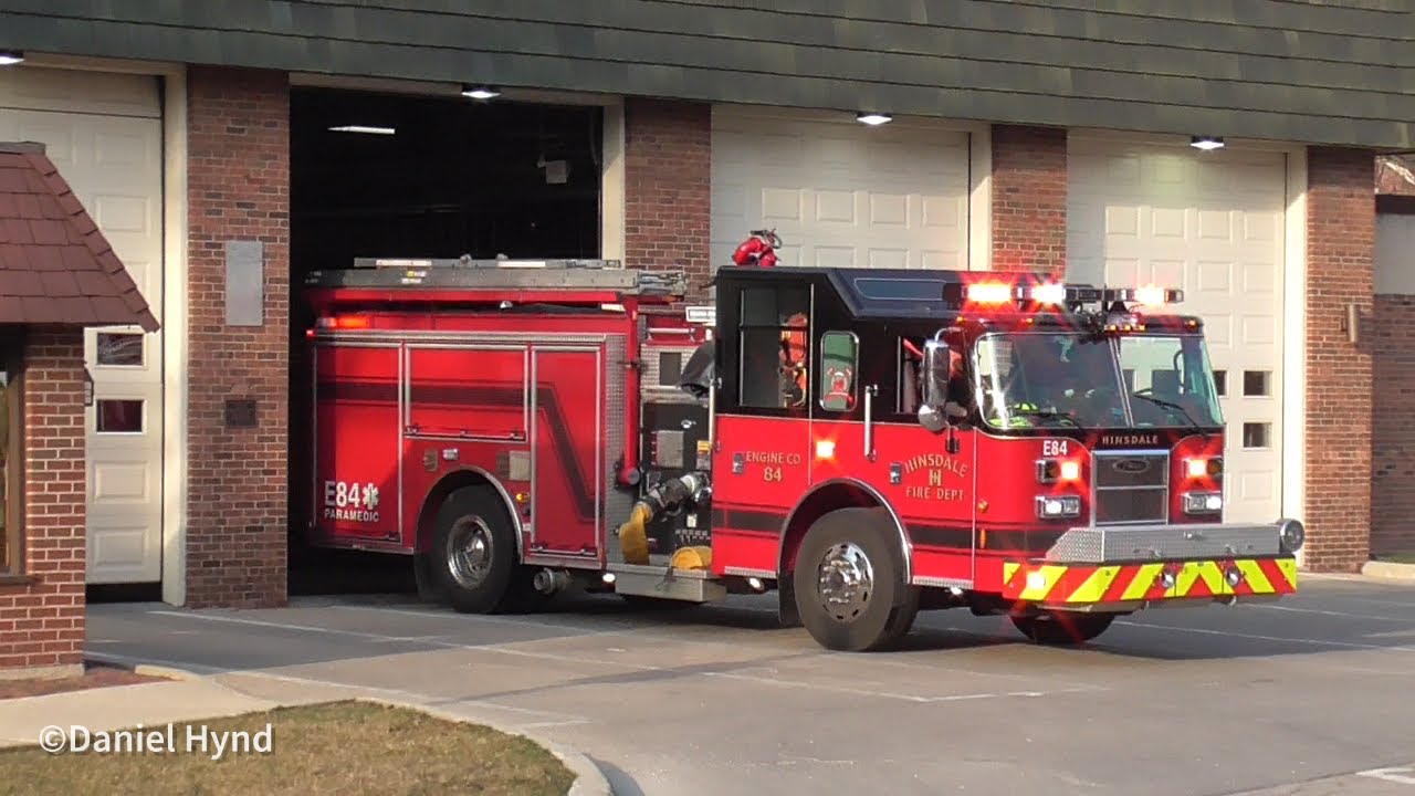 Hinsdale Fire Dept Engine 84 and Medic 84 Responding - YouTube