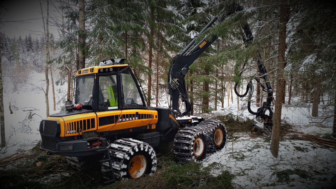 PONSSE Beaver talvisessa kuusikossa, osa 3/3.🌲🌲🌲 - YouTube