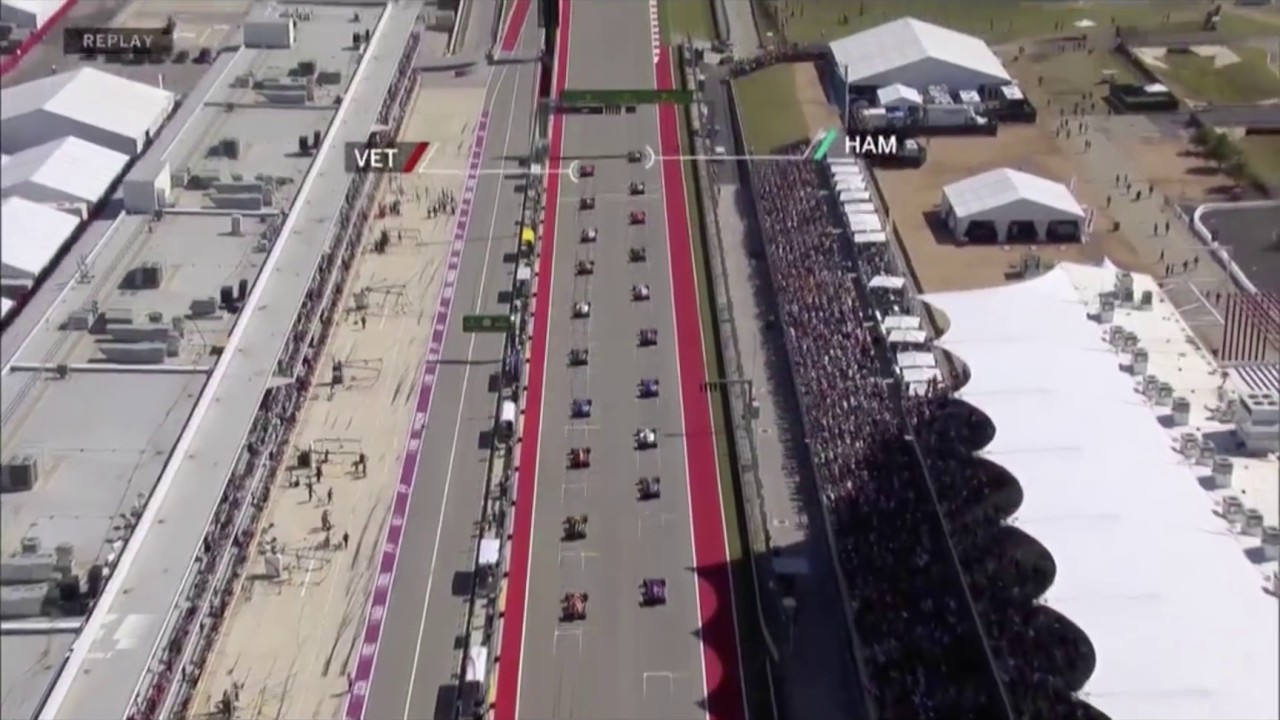 F1 2017 United States Grand Prix: Race Start Replay Aerial - YouTube