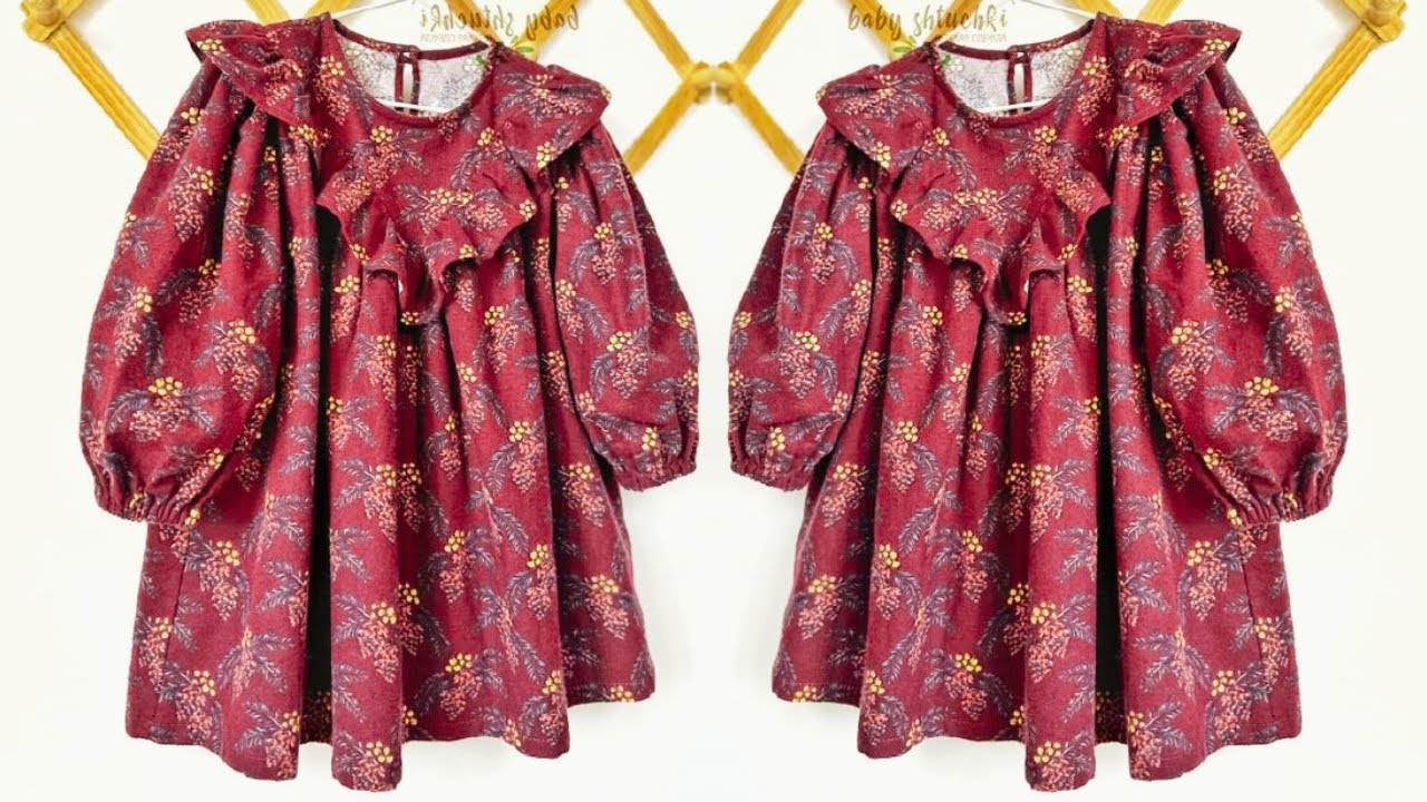 How to Make Short gown with neck ruffles top | ruffle neckline dress ...