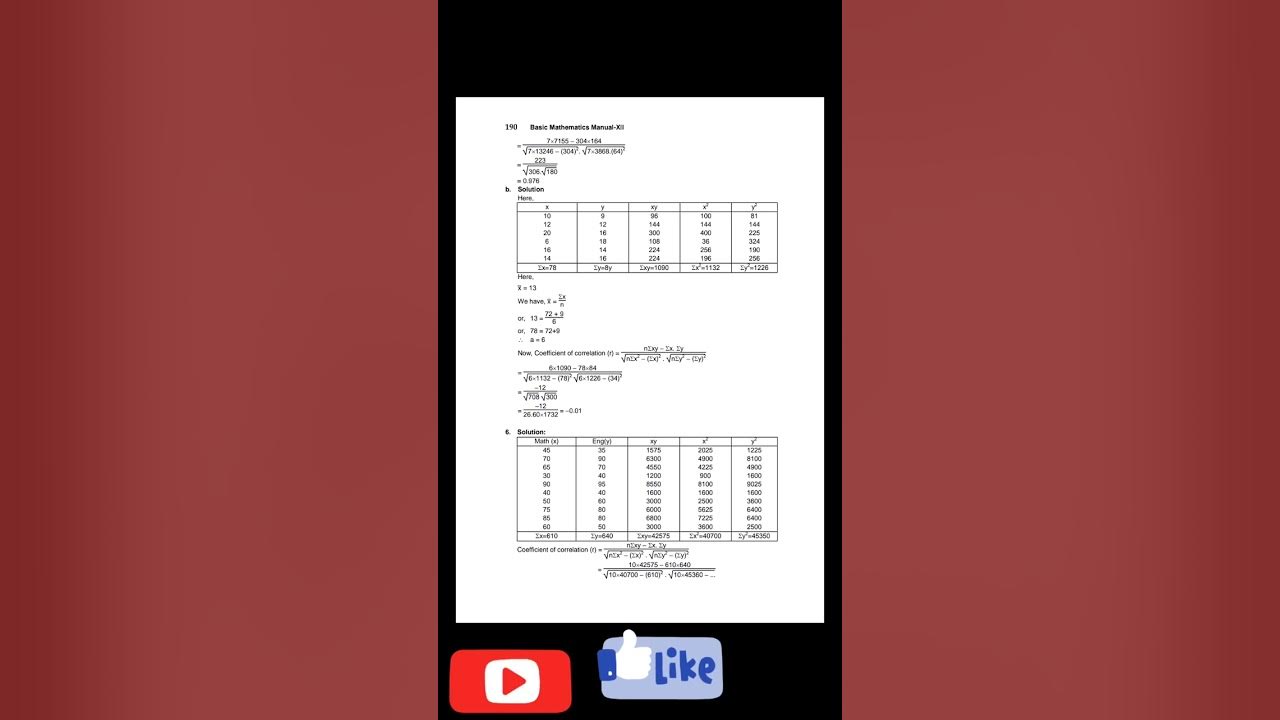 class 12 correlation and regression exercise solution - YouTube