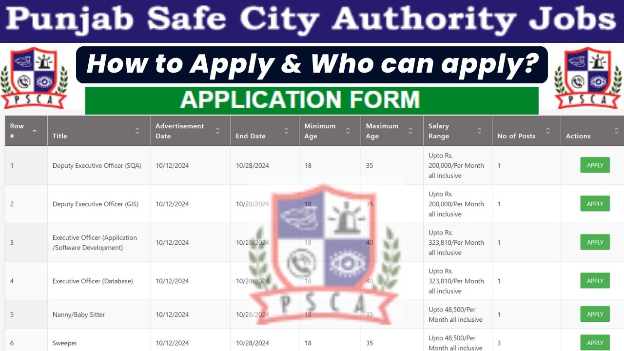 Latest PSCA Jobs 2024 | Punjab Safe City Authority Jobs | Apply Online ...