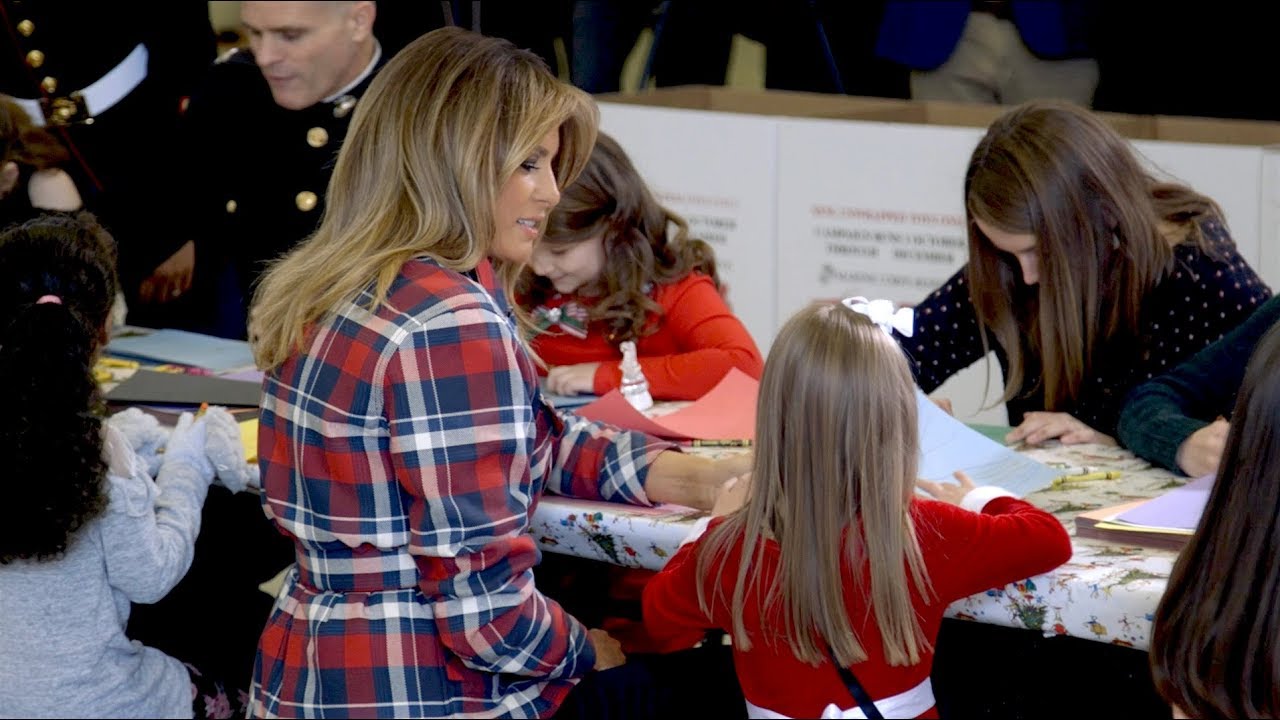 First Lady Melania Trump Participates in a Toys for Tots Event - YouTube