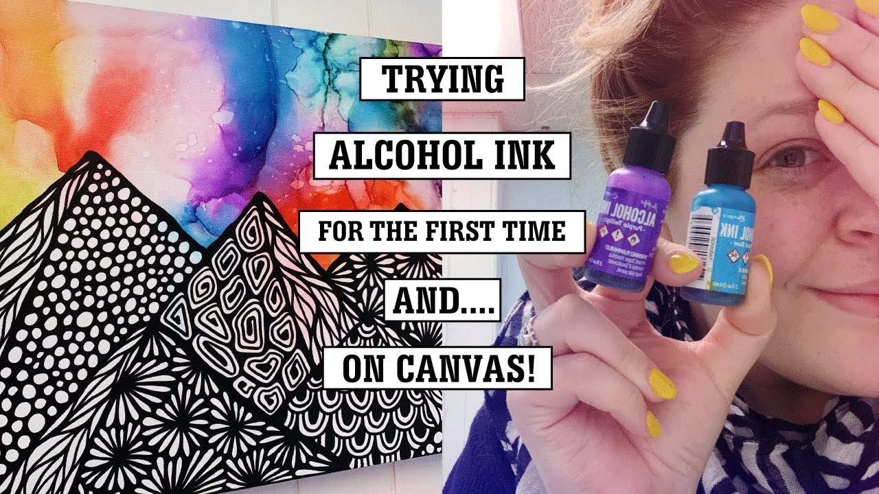 Trying alcohol ink for the FIRST time and on canvas... - YouTube