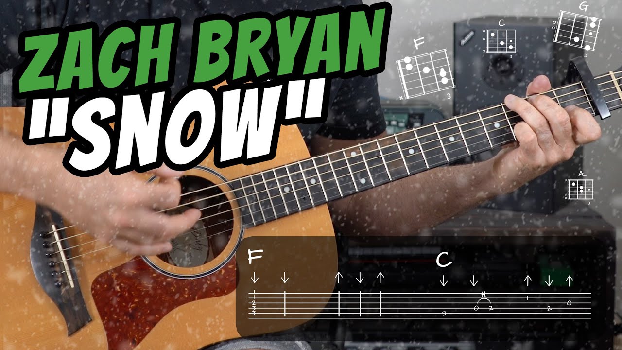Zach Bryan "Snow" Guitar Tutorial (How To Play It Just Like Zach Bryan ...