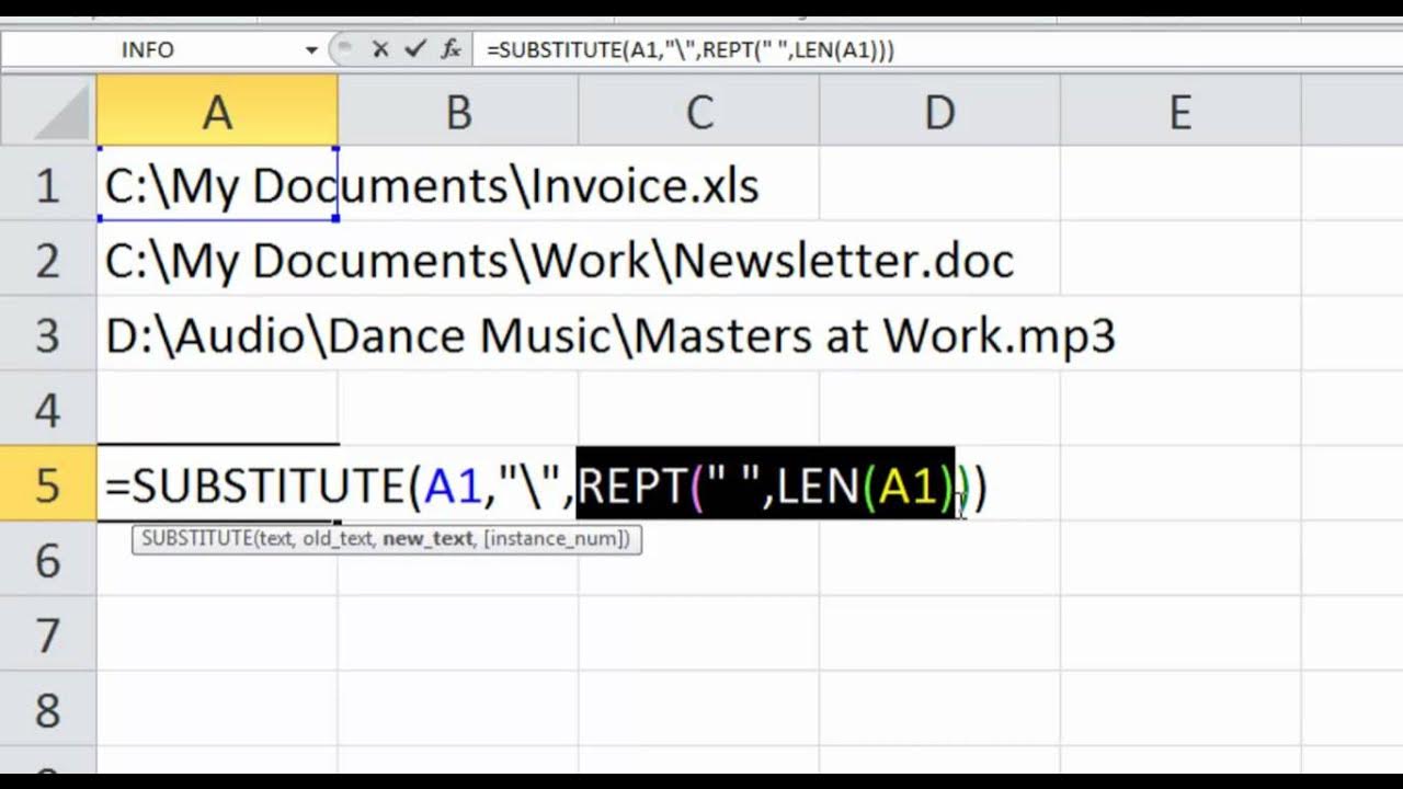 Extract Text from Right using SUBSTITUTE LEN REPT - Excel Functions Training Tutorial - YouTube