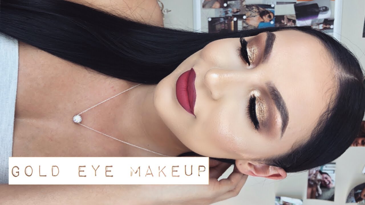 Holiday Gold Shimmer Eye Makeup Tutorial - YouTube