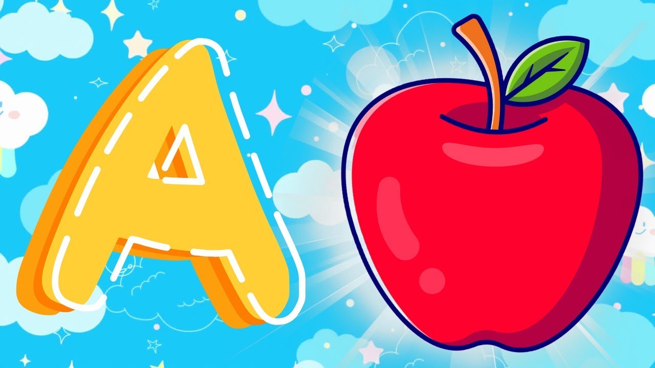 A for apple 🍎 | abc flashcards | learn first words and abcd alphabet ...