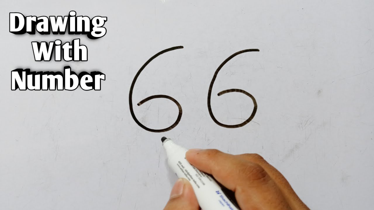 How To Draw A Cute Animal Sleeping With Number 66 | How To Draw A Cat ...