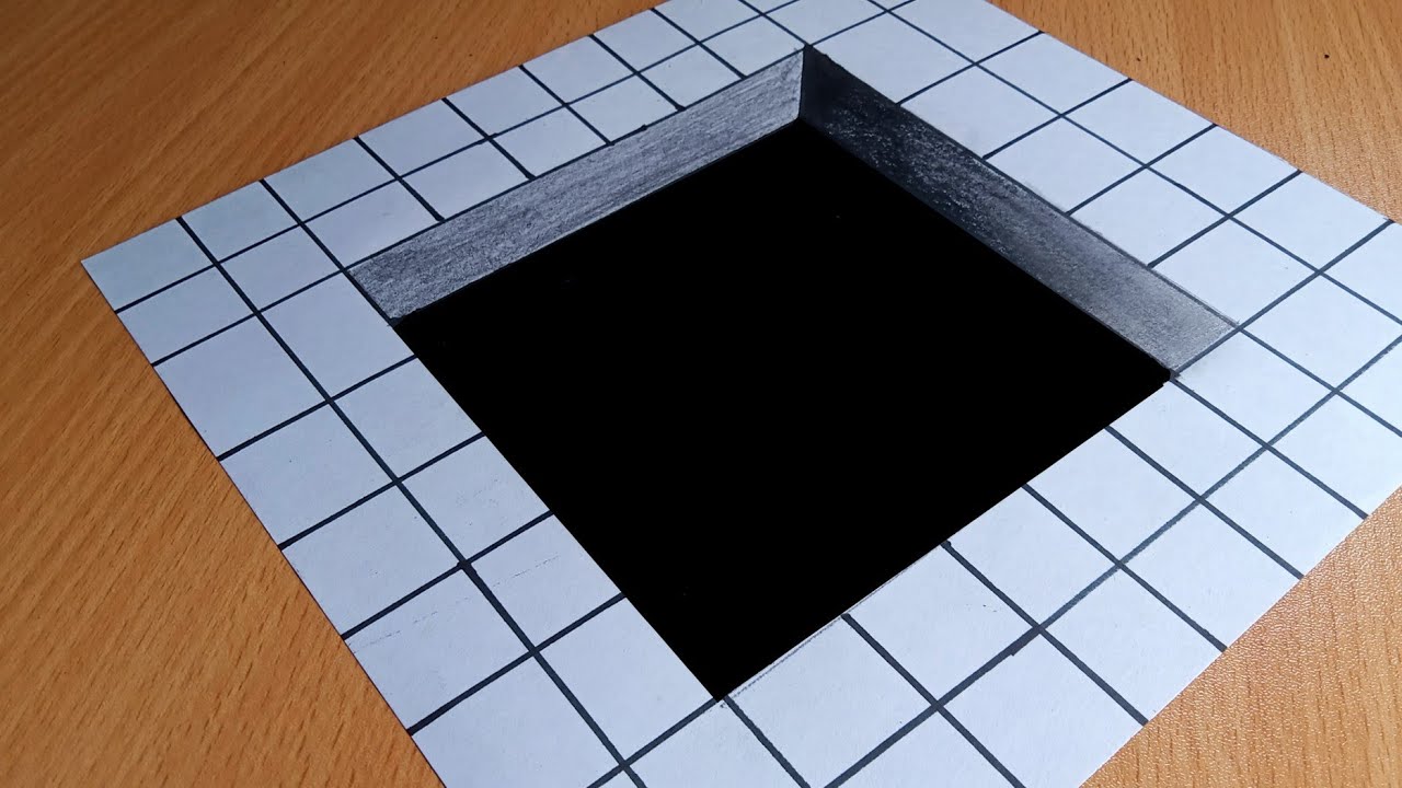 3d trick art on paper _ 3d optical illusion drawing _ 3d hole drawing ...