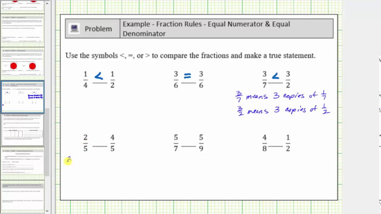 Comparing Fractions With The Same Numerators Or Same Denominators No Comparing Fractions With The Same Numerators Or Same Denominators No
