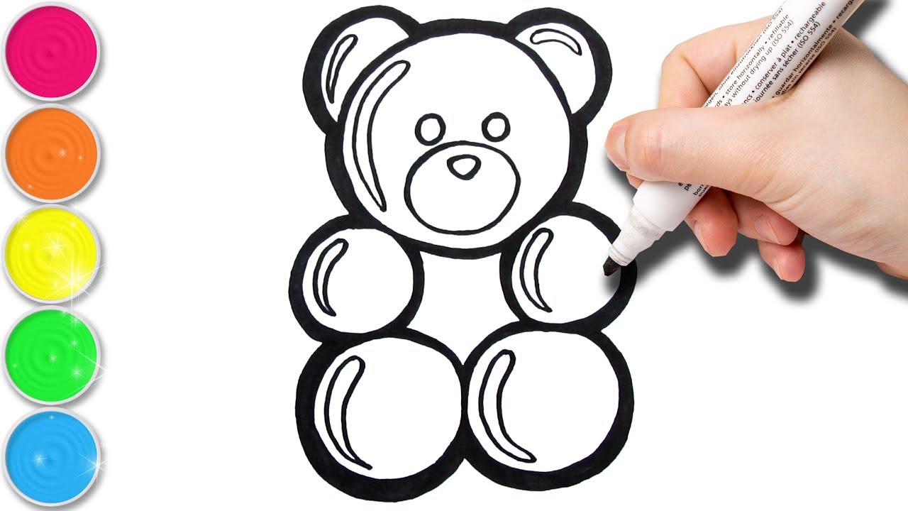 Learn Food | Gummy Bear Coloring and Drawing - YouTube
