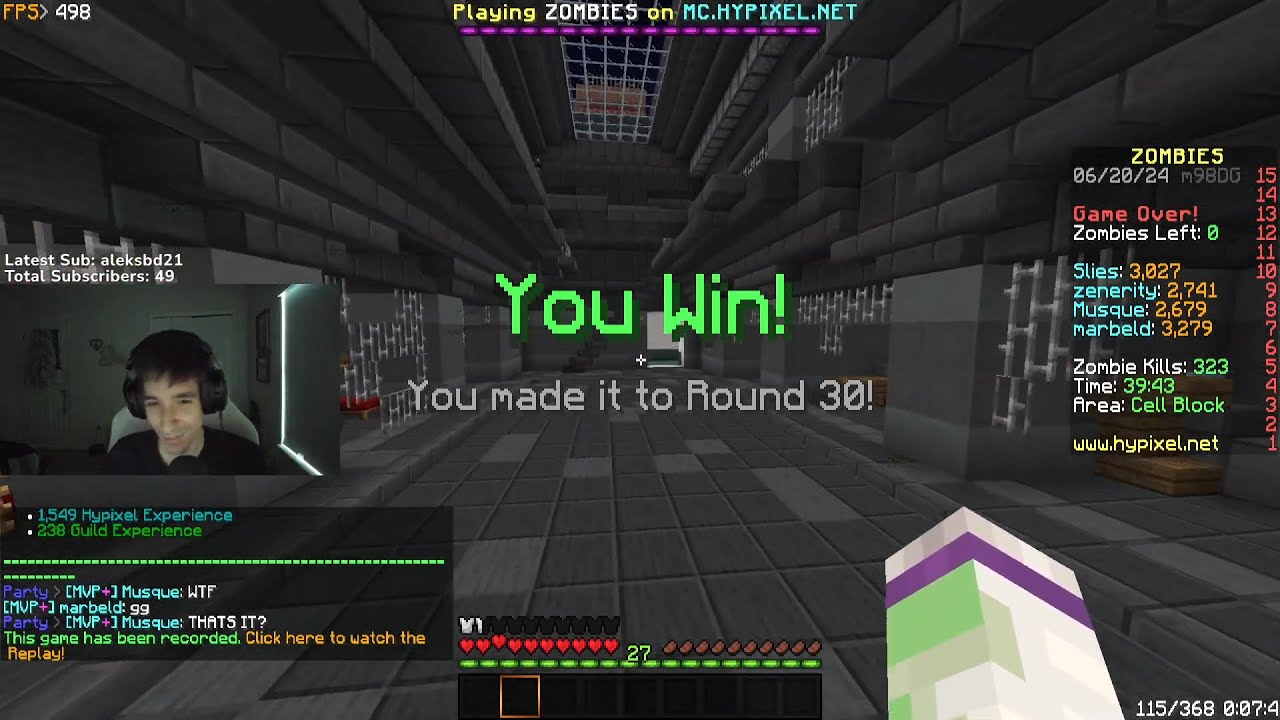 winning Hypixel Zombies Prison map (first try) - YouTube