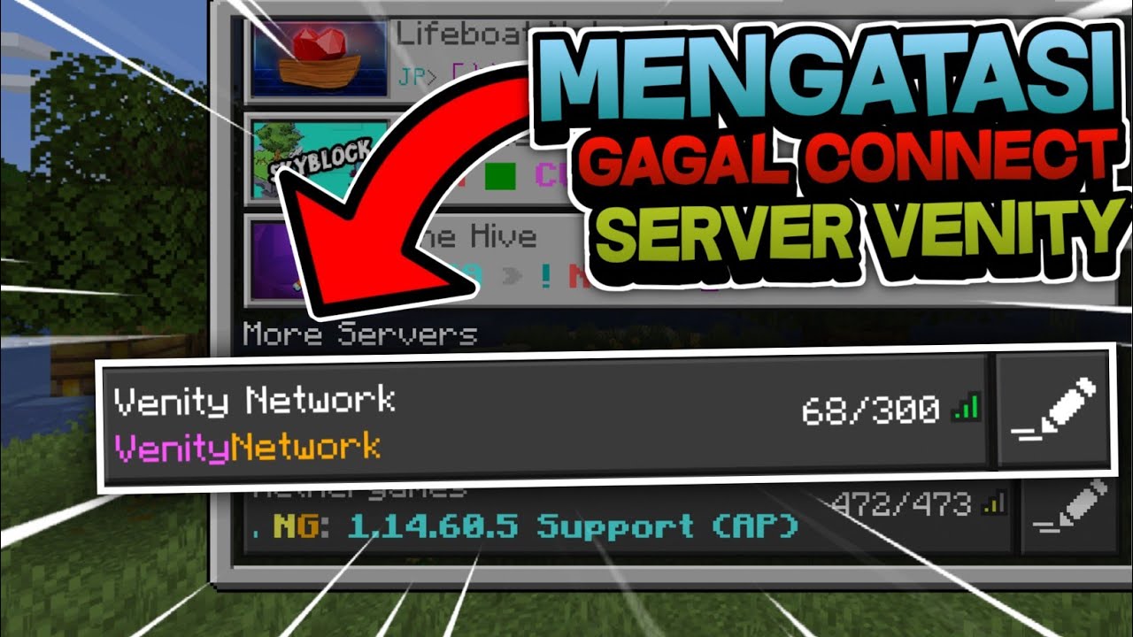 CARA MENGATASI GAGAL CONNECT KE SERVER VENITY NETWORK !! UNTUK MCPE/MCBE - Tutorial Minecraft ...