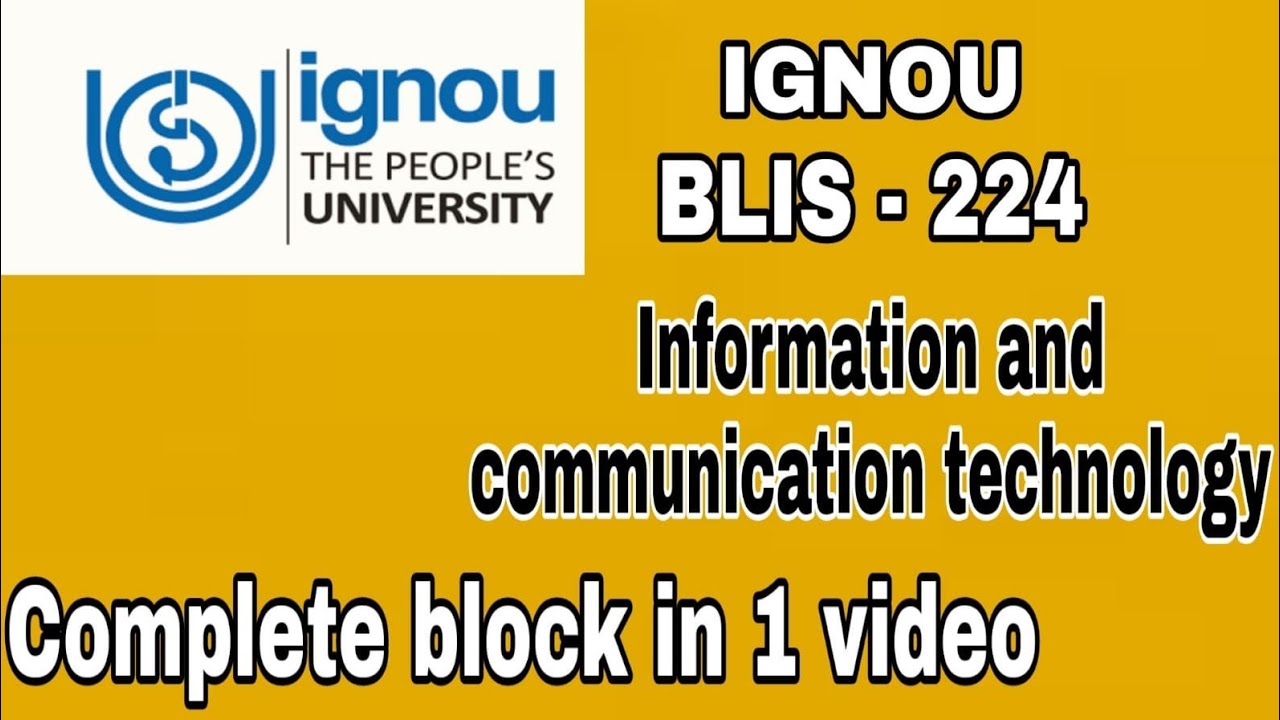BLIS 224 COMPLETE BLOCK 1 #ignou #ignoublis - YouTube