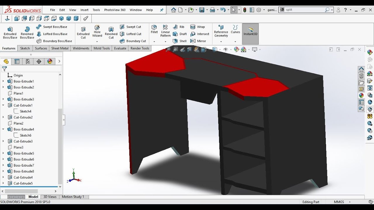 SolidWorks part 85 How to design a Gaming Table - YouTube
