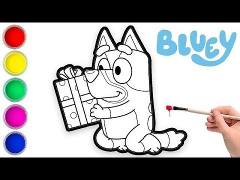 how to draw Bluey l Bluey drawing l colorful 💚💜 drawing l drawing for ...