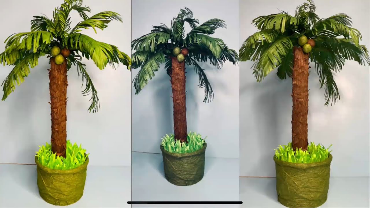 Coconut Tree Making With Paper - YouTube