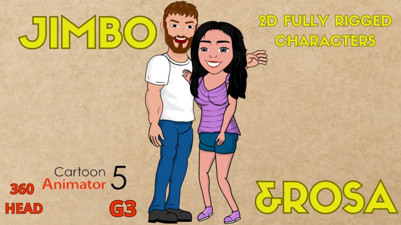 JIMBO AND ROSA 2D CHARACTERS FOR CARTOON ANIMATOR BY REALLUSION - YouTube
