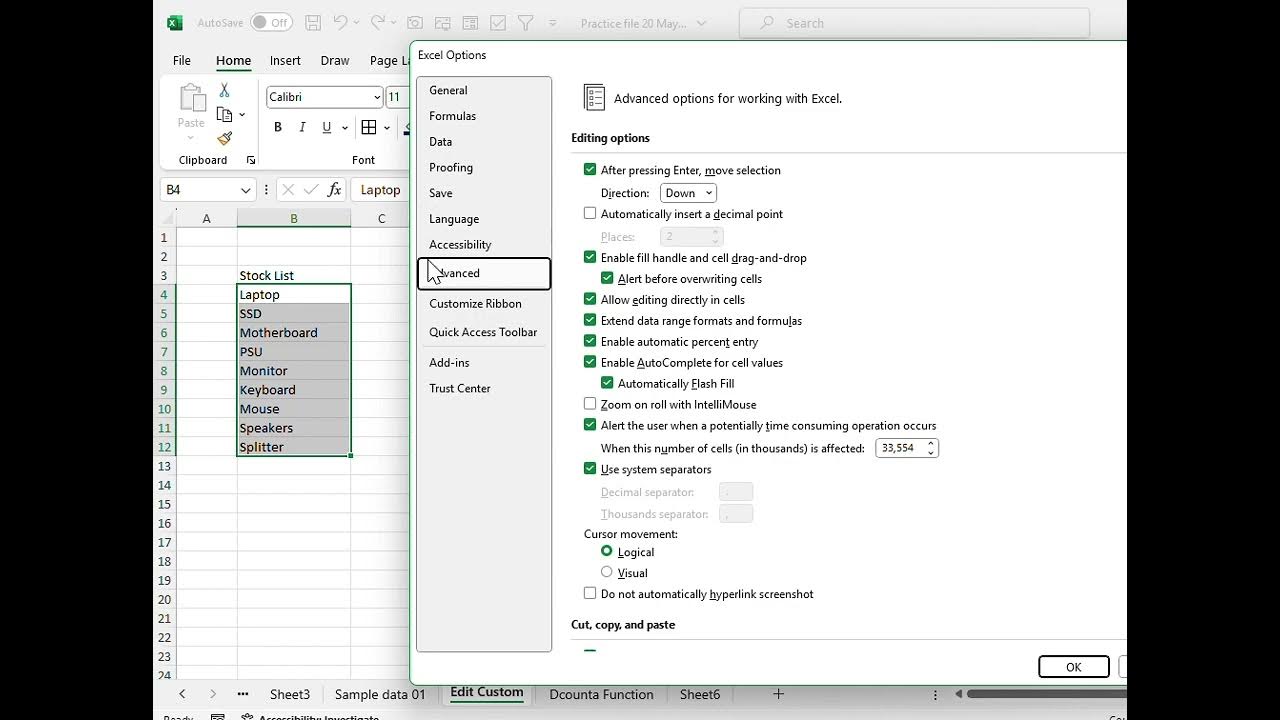 Part-214 : Master Excel: How to Use and Edit Custom Lists - YouTube