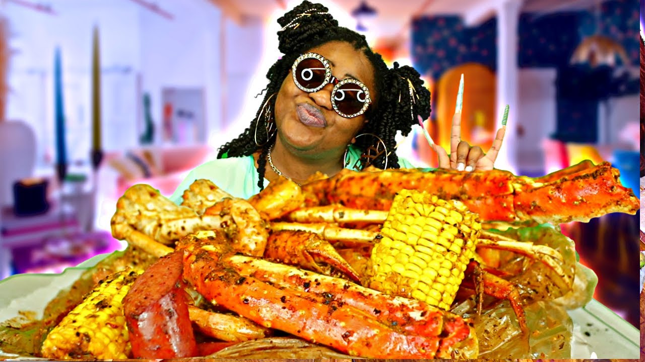 EATING A MASSIVE SEAFOOD BOIL WITH EXTREMELY LONG NAILS | OLDIE BUT A ...