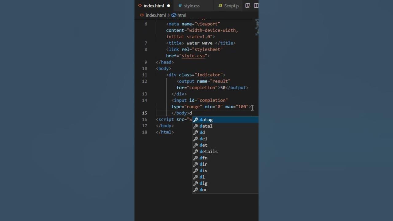 Water Wave Animation Using Html Css And Javascript Coding Webdesign Code Csscoding