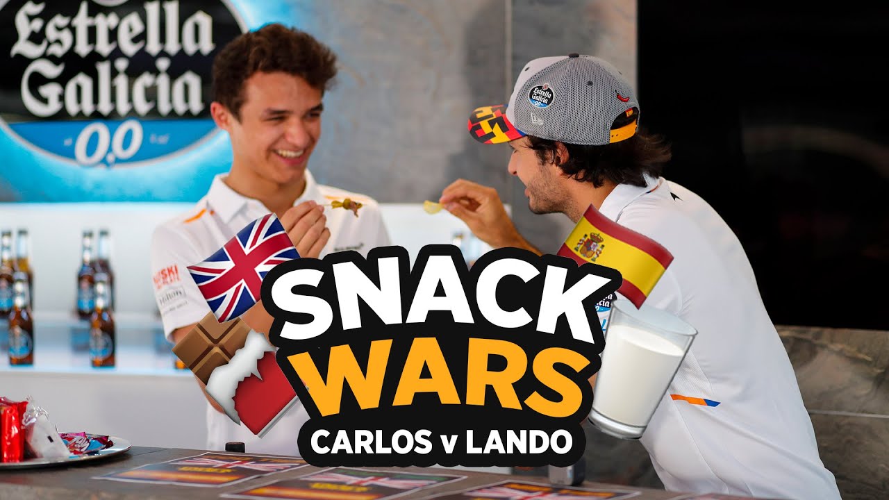 Carlos Sainz and Lando Norris play 'Snack Wars' - YouTube