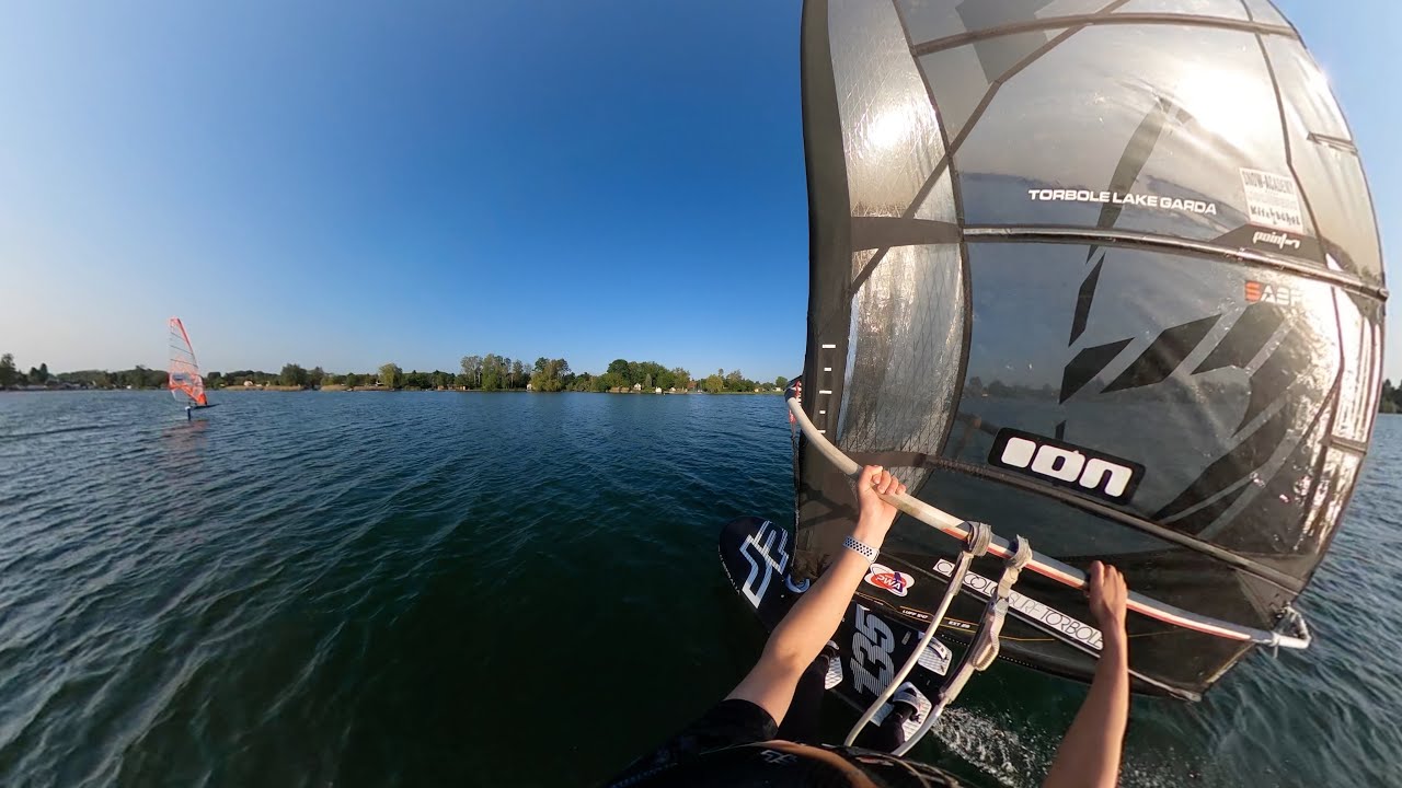 Windsurf light wind foiling (JP Hydrofoil 135L; Point 7 F1) - YouTube