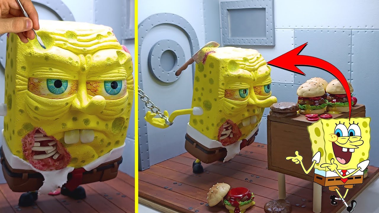 How to make a Zombie Spongebob Diorama | Spongebob squarepants - YouTube