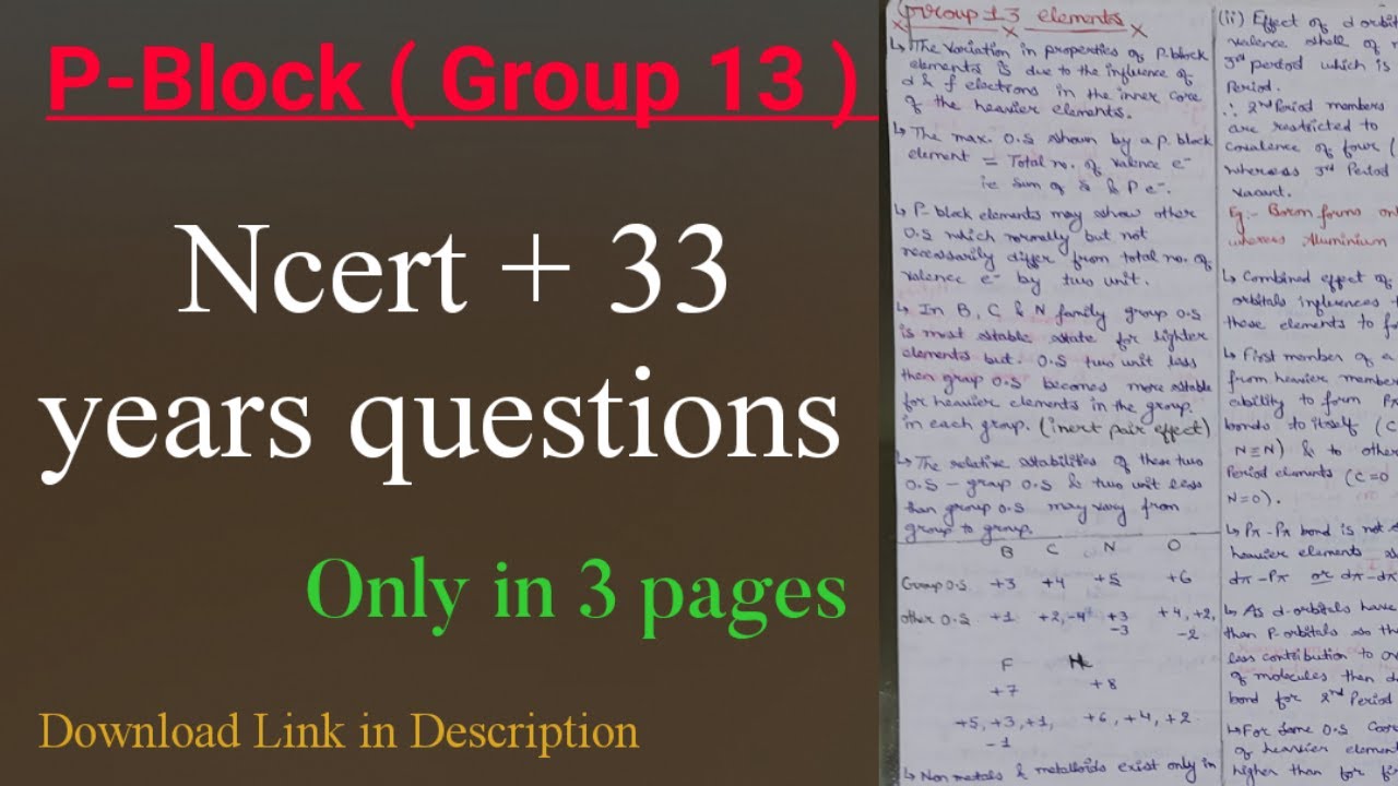 P-block Group 13 | Shortest Possible Ncert | Pointwise Notes - YouTube