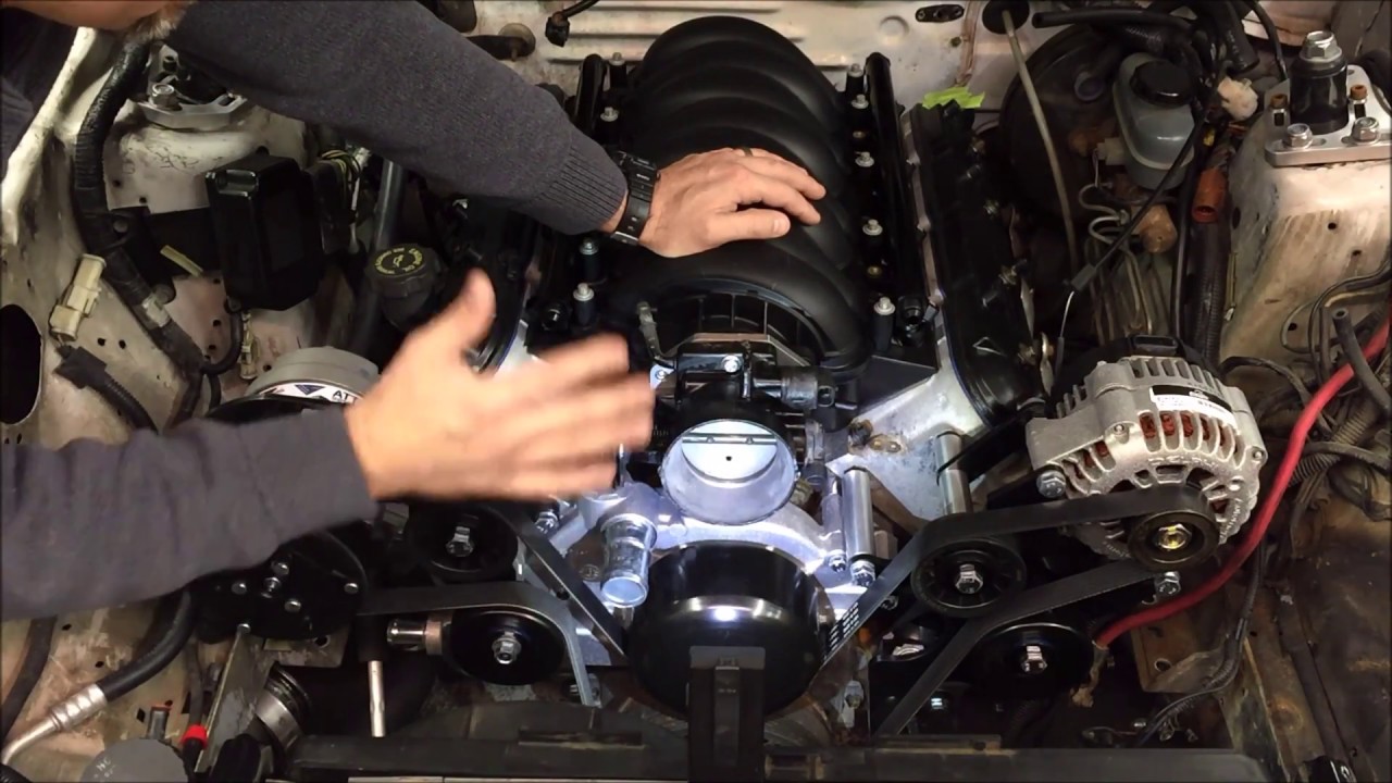 TT LS swap E14: how to front accessory an LS swapped mustang - YouTube
