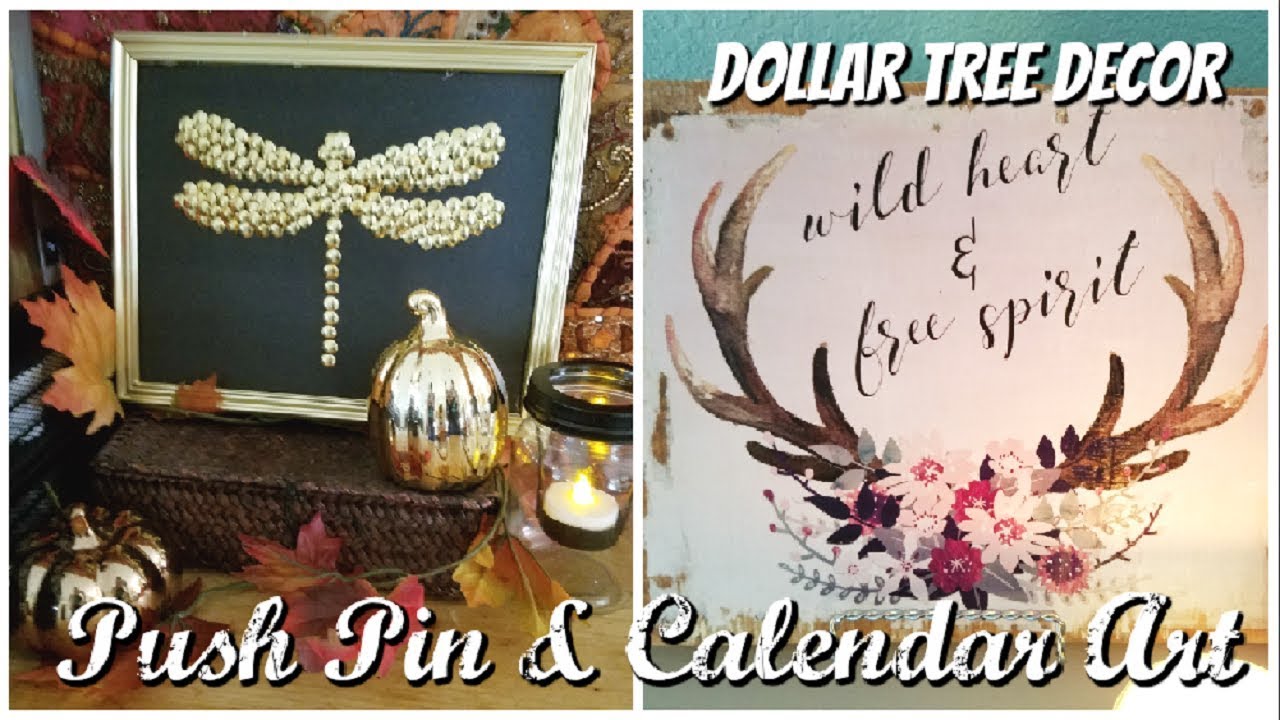Dollar Tree DIY Decor - Push pins & Calendar Upcycle - YouTube
