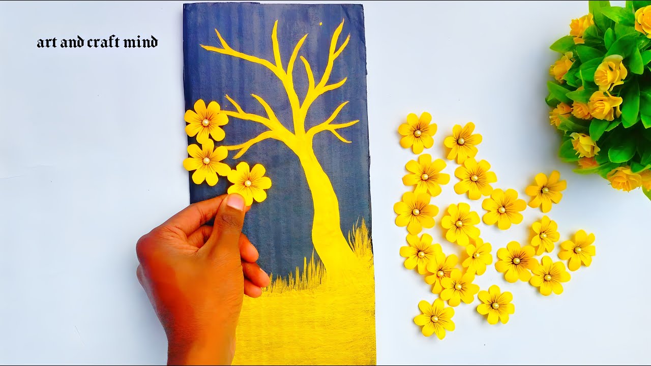 PAPER TREE WALL HANGING CRAFT IDEAS | UNIQUE TREE WALL HANGING CRAFT ...