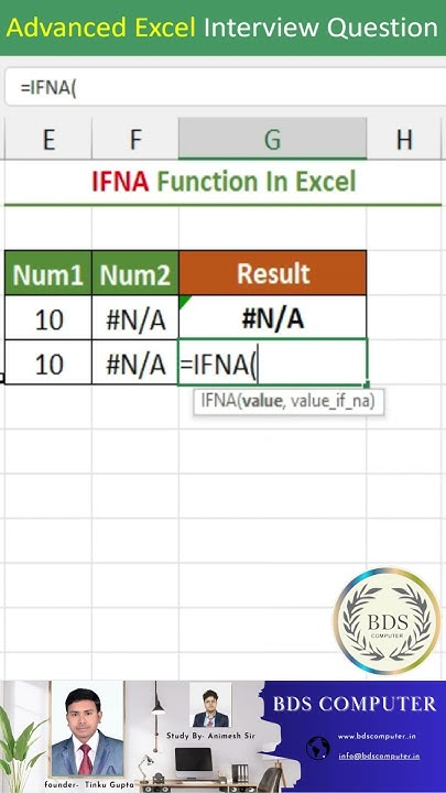 IFNA function in excel IFNA formula in excel #exceltech #shortfeed # ...