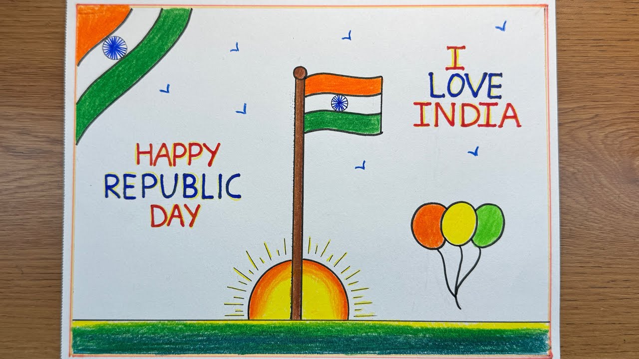 Republic Day poster Drawing/26th January Drawing/Republic day very easy ...
