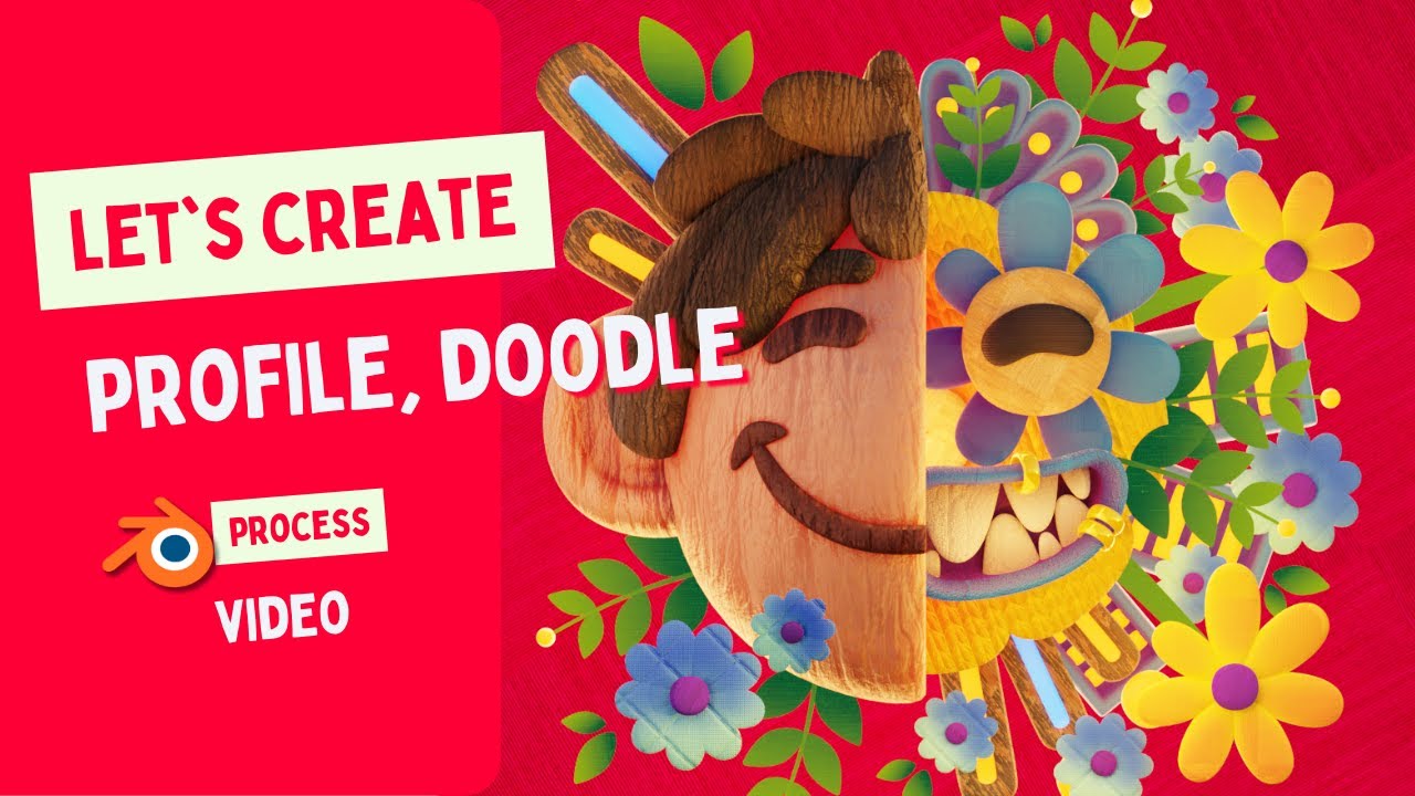 Profile Doodle Illustration in Blender - 3D Modeling Process ...