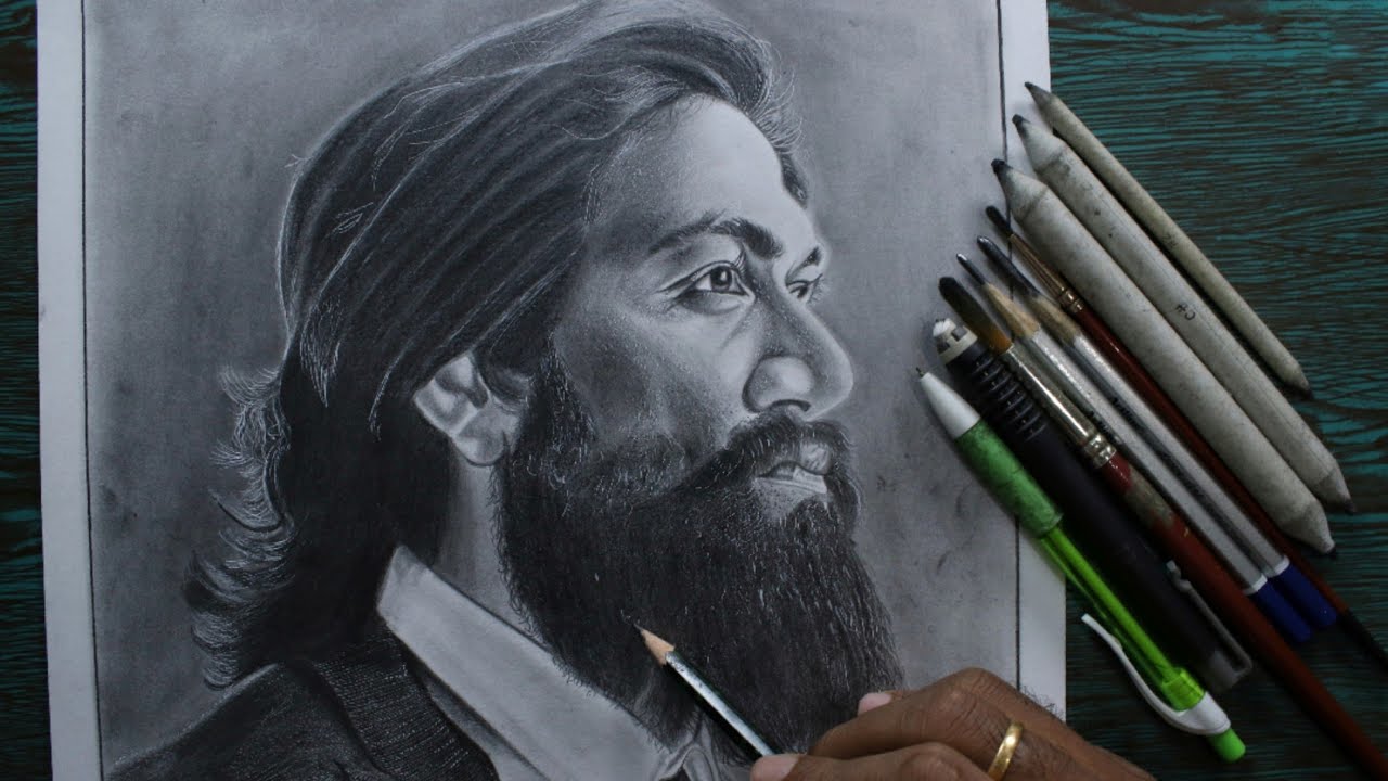 |beardo actor yash| Portrait pencil Drawing DEVA LOVE ART kgf 2 ~Yash ...