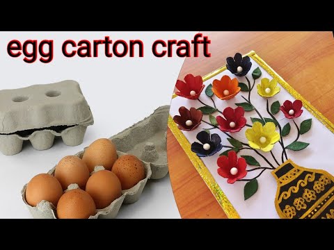 Egg carton Craft idea / make easy flowers from egg tray / diy cardboard craft